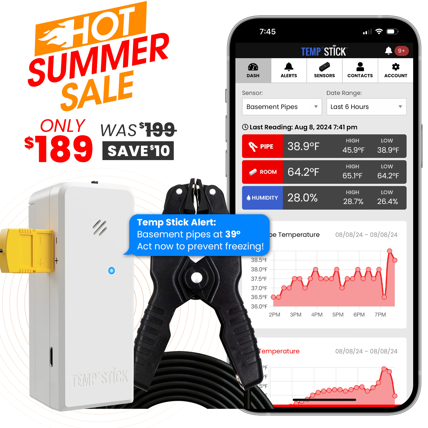 Protection Against Freezing Pipes with Temp Stick PRO