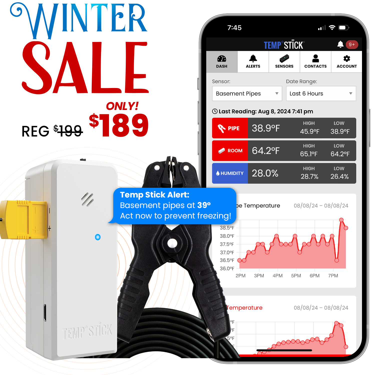 Protection Against Freezing Pipes with Temp Stick PRO